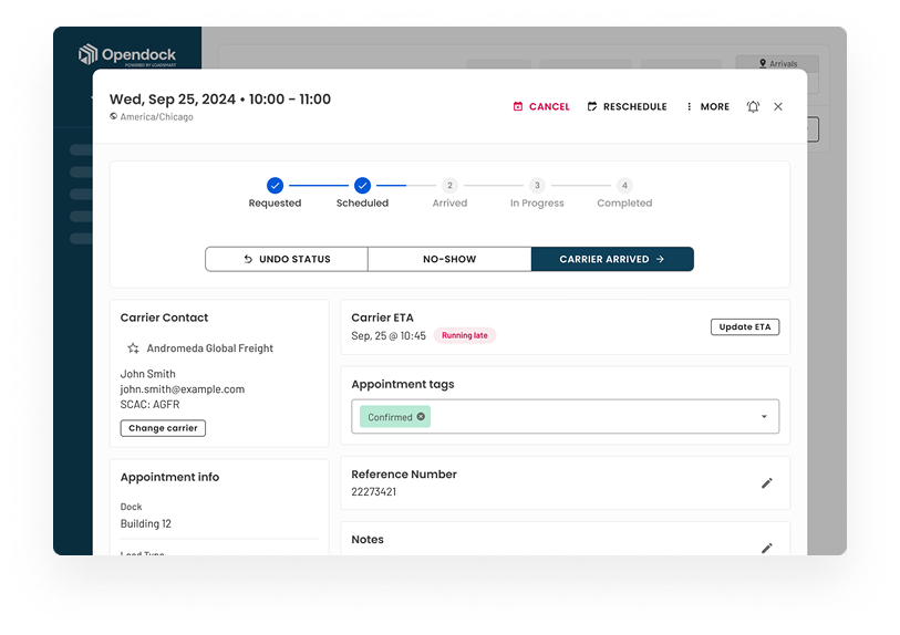 Opendock Dock Scheduling